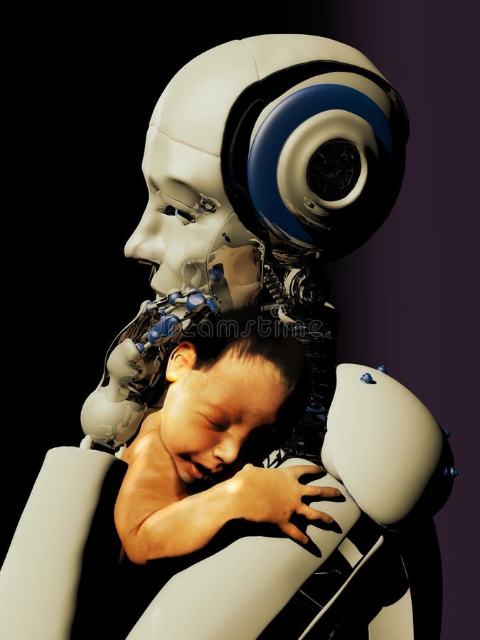 Android Taking Care of Baby Stock Illustration - Illustration of ...