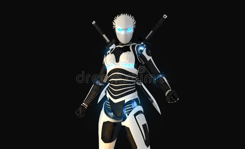 Android character stock illustration. Illustration of weapon - 29696118