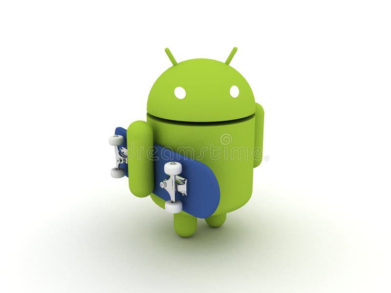 Google Android OS Mascot Robot Using Smartphone Isolated on White ...