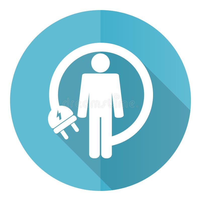 Android Charging Wire Blue Round Flat Design Vector Icon Isolated on ...