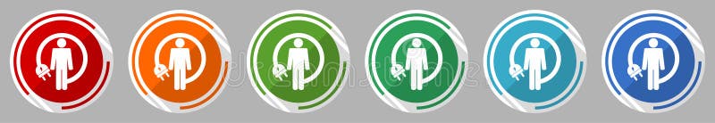 Android Charging Wire, Humanoid Robot Icon Set, Vector Illustration in ...