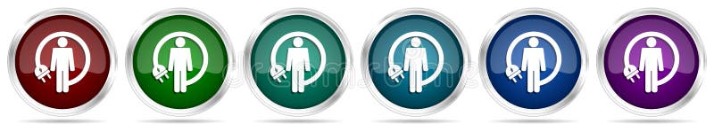 Android Charging Wire, Humanoid Robot Icons, Set of Silver Metallic ...