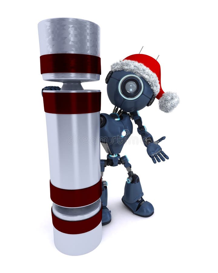 Android with a Christmas Cracker Stock Illustration - Illustration of ...