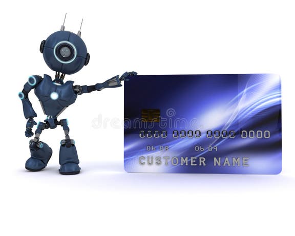 Android with credit card stock illustration. Illustration of retail ...