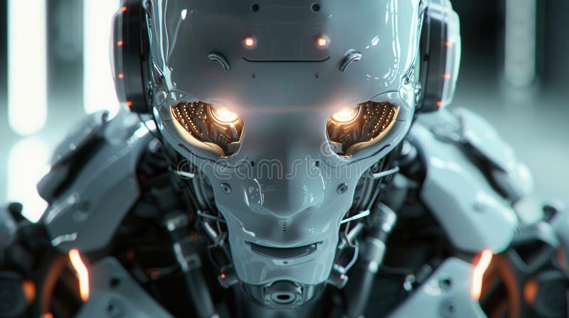 Android Cyborg with Glowing Eyes. Futuristic Robot Stock Image - Image ...