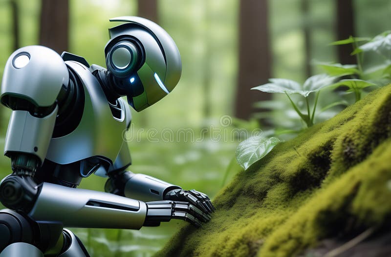 Android Exploring the Natural World, Highlighting the Balance between ...