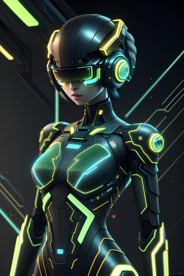 Android Girl 3D Illustration Stock Illustration - Illustration of brain ...