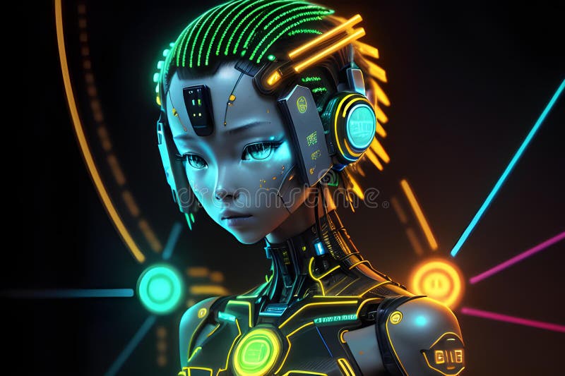 Android Girl 3D Illustration Stock Illustration - Illustration of clone ...