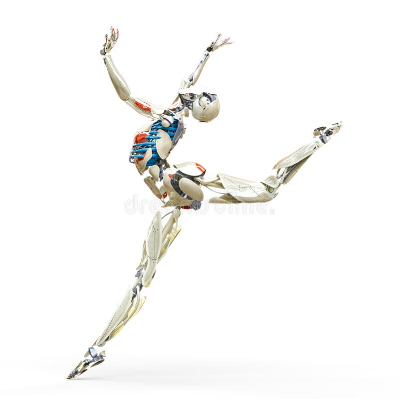 Android Girl Doing a Modern Dance in White Background Stock ...