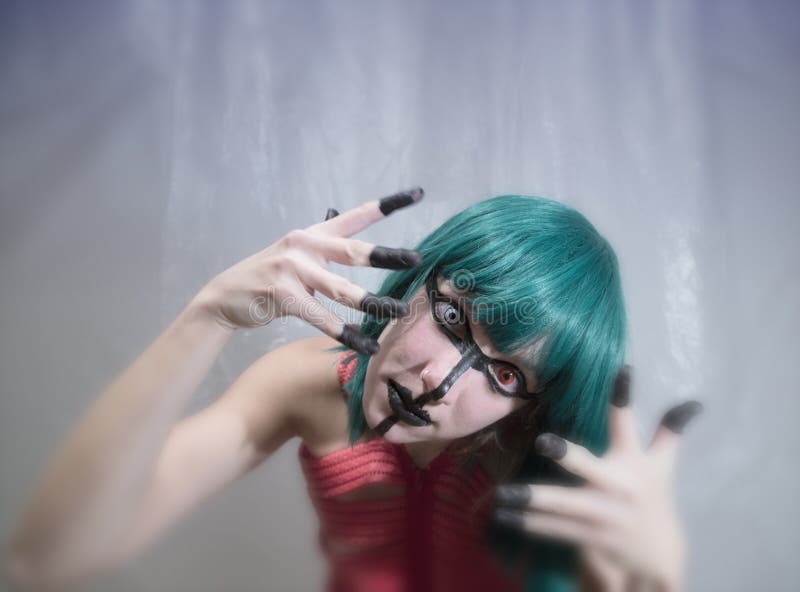 Android Girl with Green Hair Stock Image - Image of woman, artistic ...