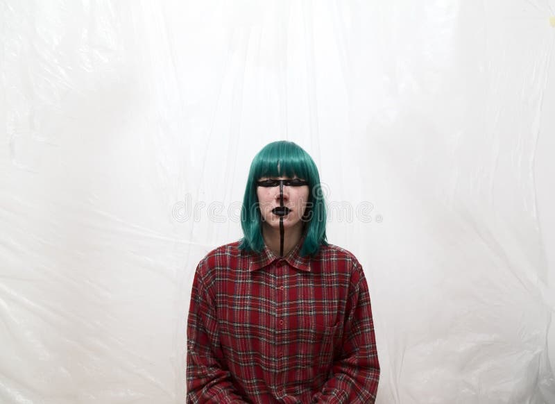 Android Girl with Green Hair Stock Photo - Image of nero, green: 162933330