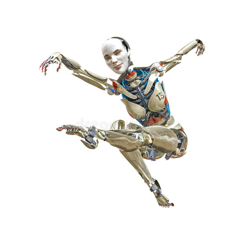 Android Girl Dancing Hip Hop in White Background Cool View Stock ...