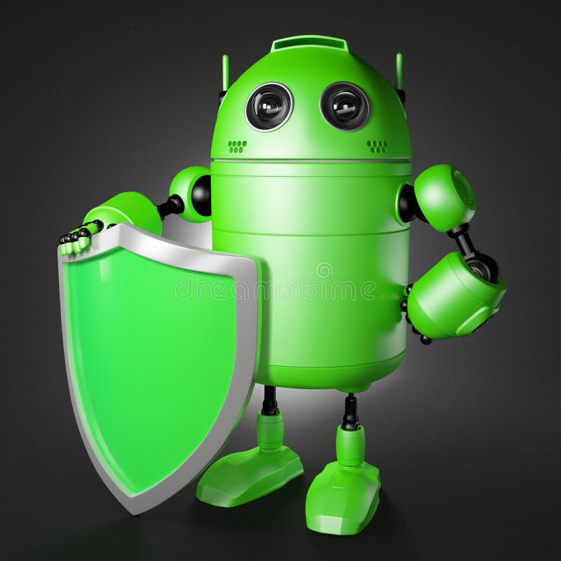 Android guard with shield stock illustration. Illustration of cyber ...
