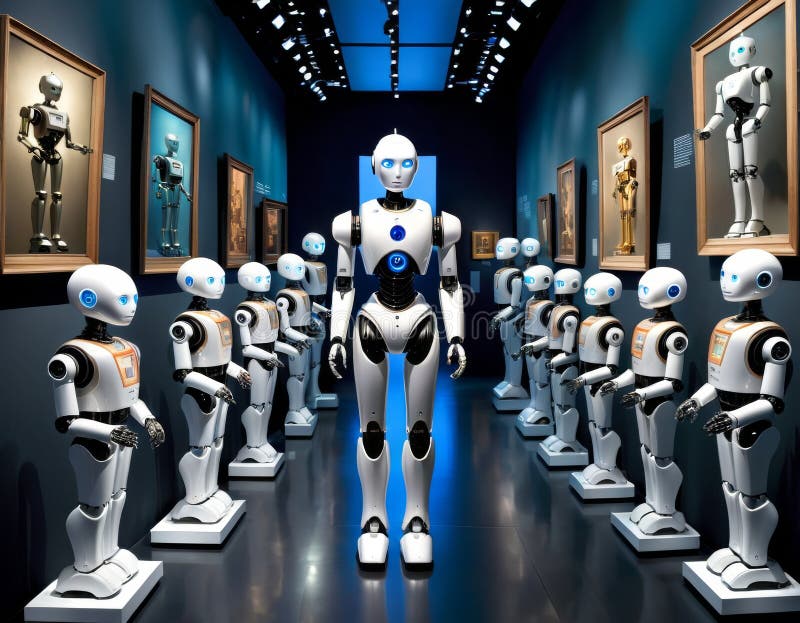 Android Guide Leading Tour through Robot Exhibition Stock Photo - Image ...