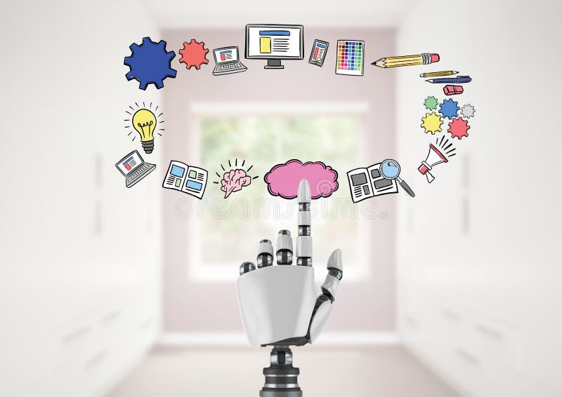 Android Hand Pointing with Drawings Graphics Stock Illustration ...