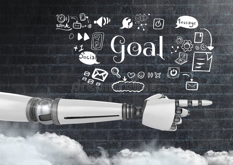 Android Hand Pointing and Goal Text with Drawings Graphics Stock ...