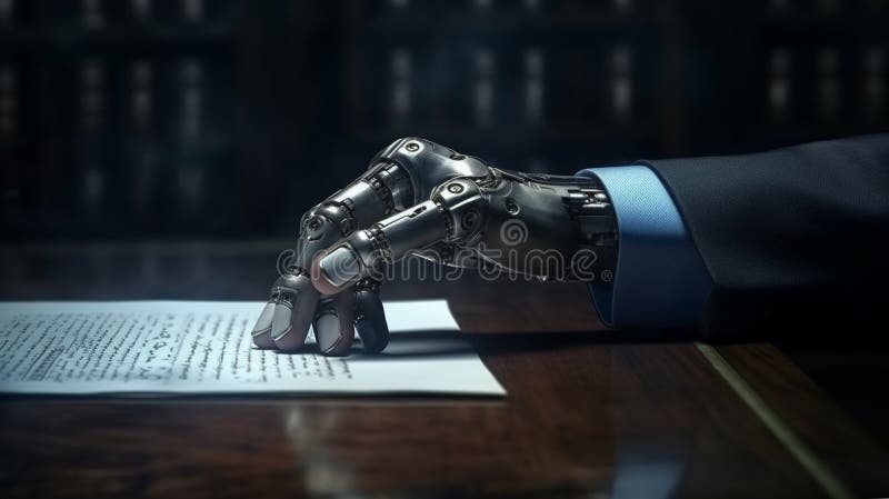 Android Hand on the Table Signs a Document. Limitation of Exposure To ...