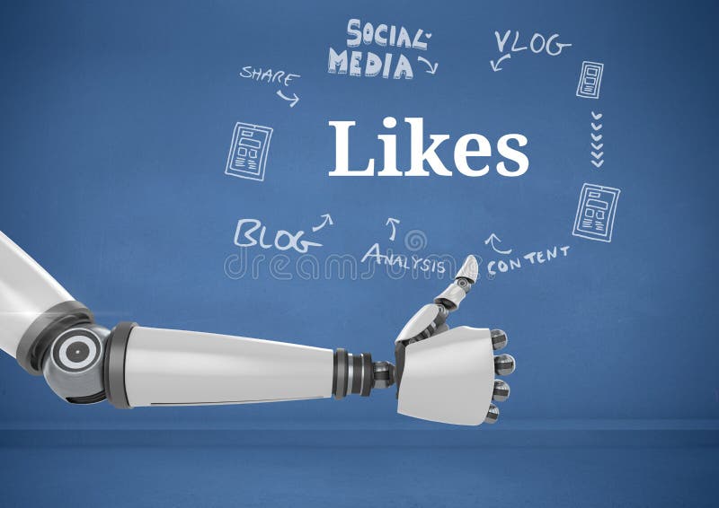 Android Hand Thumbs Up and Likes Text with Drawings Graphics Stock ...