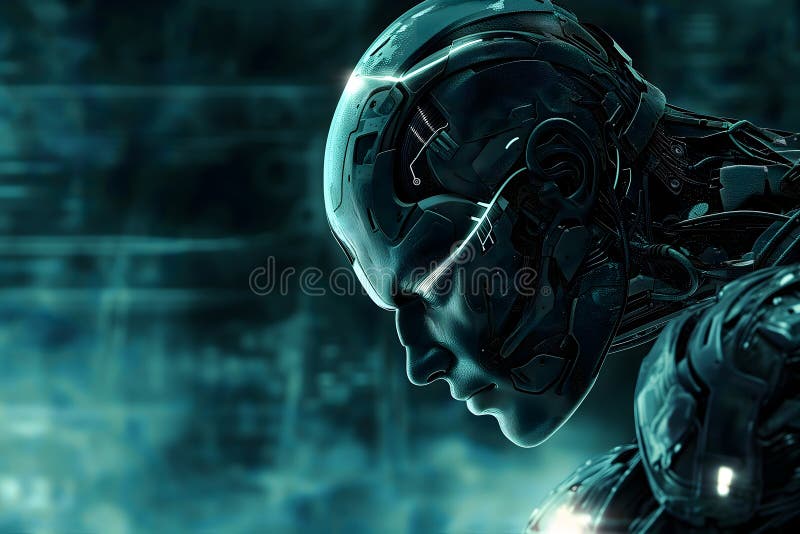 Android Head on Abstract Cybernetic Data Background Stock Image - Image ...