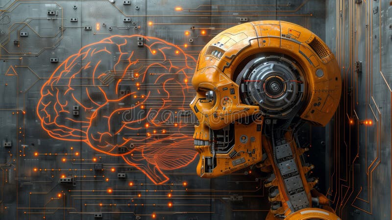 Android Head, Brain Thought Processes. New Technologies Smart ...