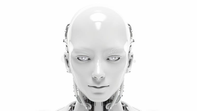 Android Head Close Up with Humanoid Features. Futuristic Robot Face ...