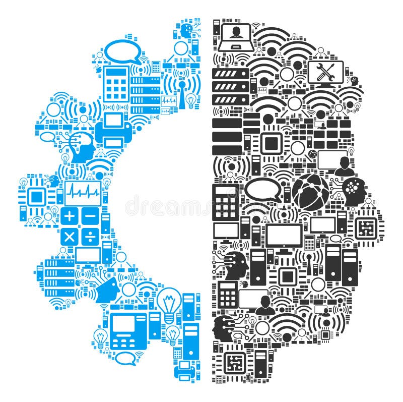 Android Head Collage Icon For Bigdata And Computing Stock Vector
