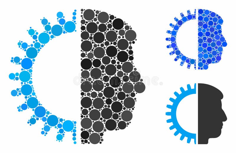 Android Head Iron Cyborg Man Stylized Portrait Polished Blue Metallic ...