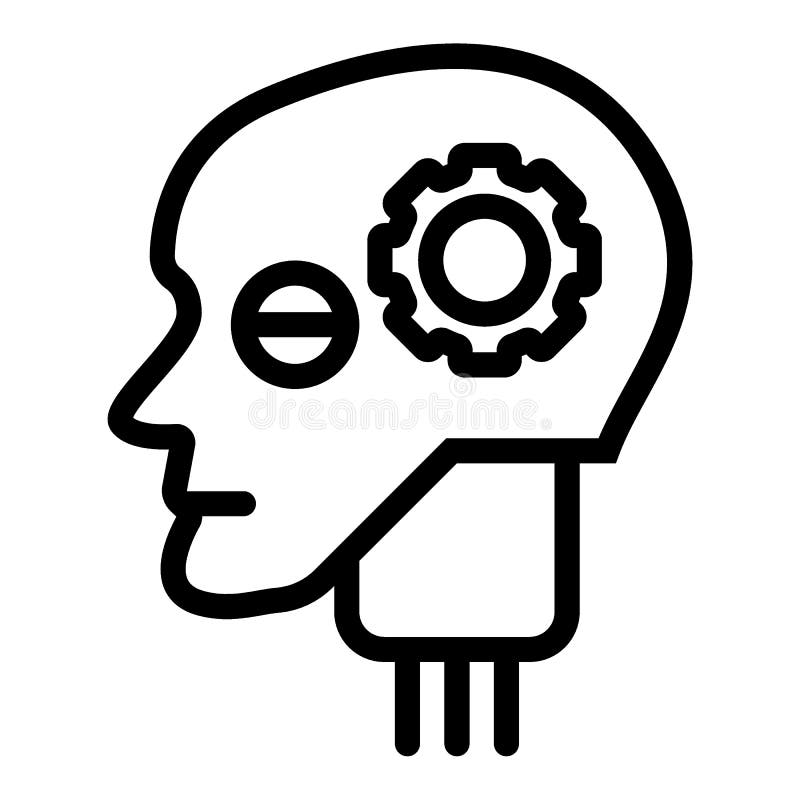 Android Head with Gear Line Icon. Artificial Intelligence Vector ...
