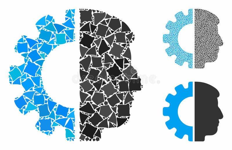 Android Head Mosaic Icon of Unequal Pieces Stock Illustration ...