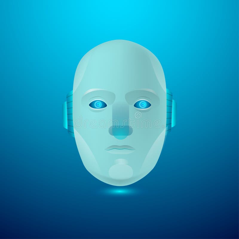 Android Head Over Blue Background, AI Concept Stock Vector ...
