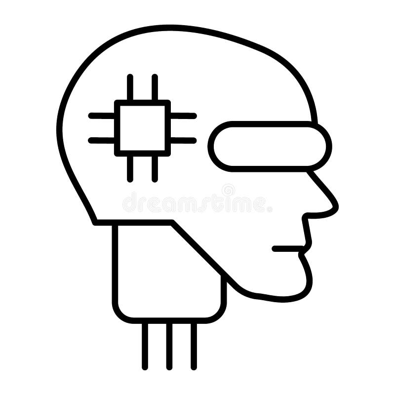 Robot Head Line Icon. Face of Android Vector Illustration Isolated on ...