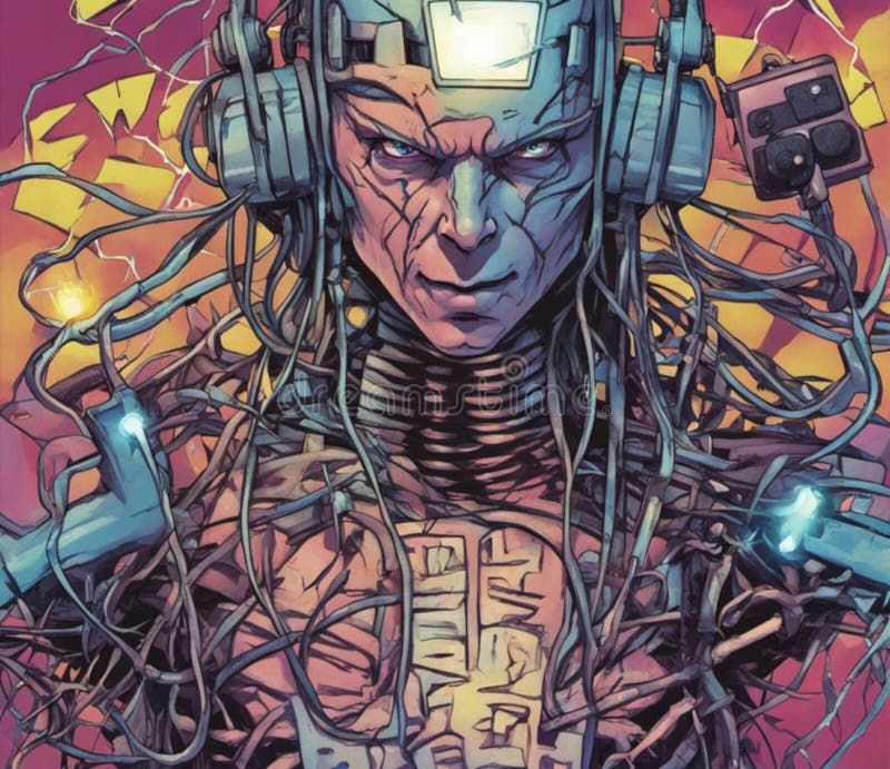 Android. Humanoid. Cyborg. Robot. Cords. Cables. Wires. Artificial ...
