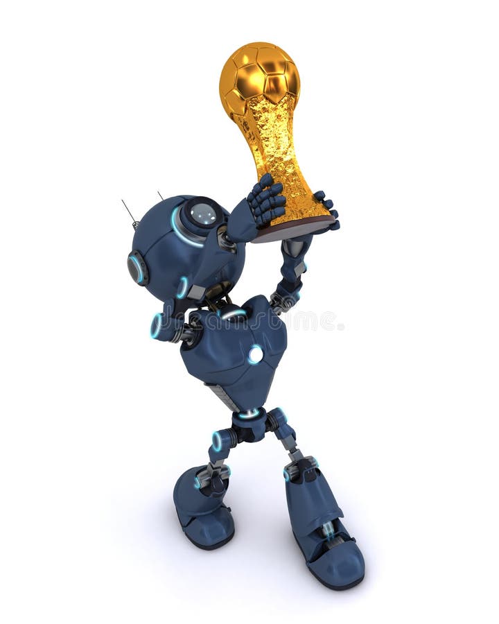 Robot Lifting Football Trophy Stock Illustration - Illustration of ...