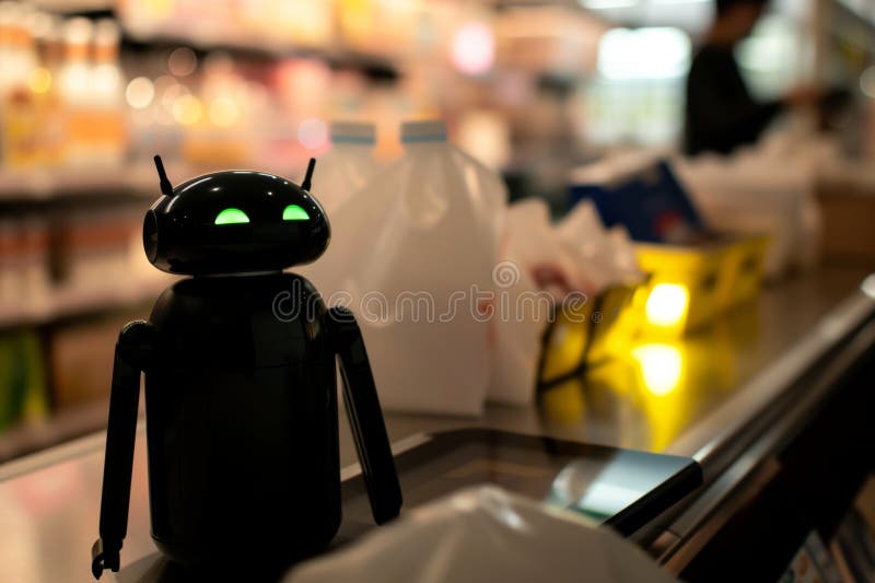 Android with Light Indicating Open Checkout Lane Stock Photo - Image of ...