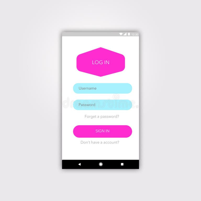 Android Log in User Interface with Material Design Stock Illustration - Illustration of flat ...