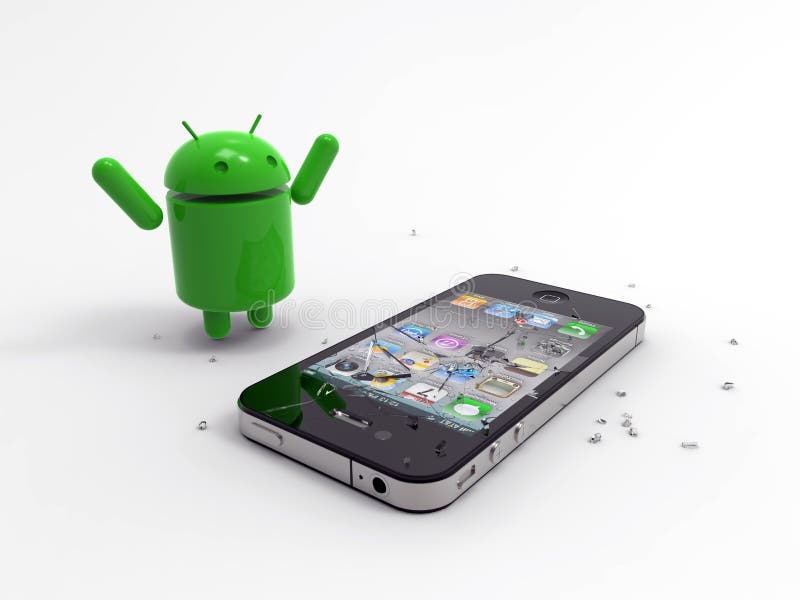 Android logo vs. Iphone. editorial image. Image of success - 23709665