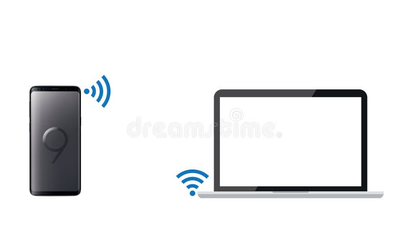 Android Mobile Phone is Connected with Laptop by Wi-Fi Stock Vector ...