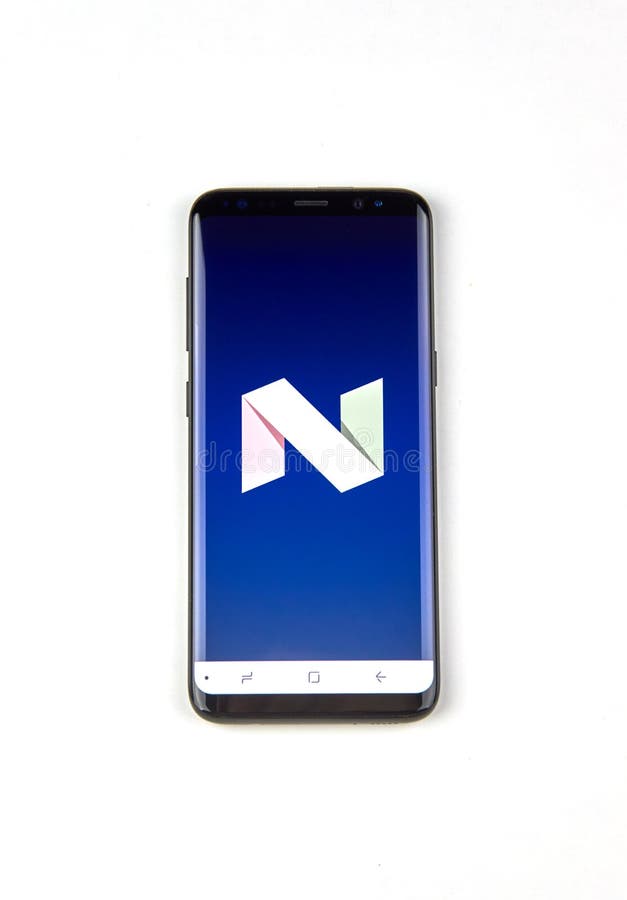 Android Nougat Logo on Samsung S8 Screen Editorial Image - Image of ...