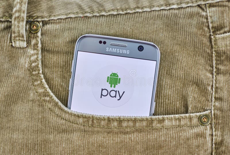 Android Pay on a Cellphone Screen in a Jeans Pocket. Editorial Image ...