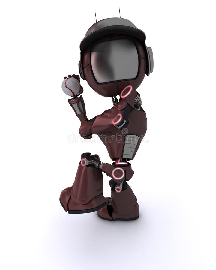 Android playing baseball stock illustration. Illustration of robot ...