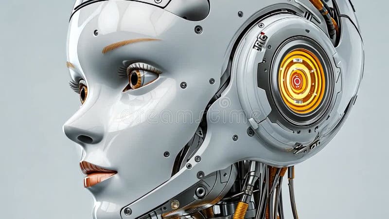 Android Portrait Featuring Sleek Design and Glowing Details Against a ...