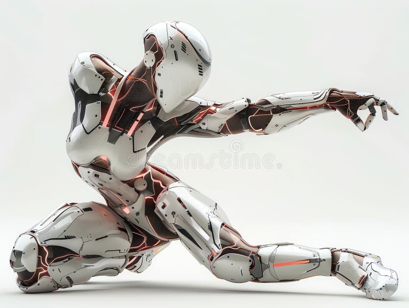 An Android Practicing Martial Arts, Dynamic Pose, Futuristic Armor ...