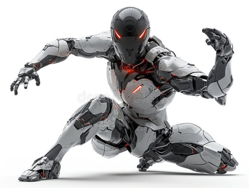An Android Practicing Martial Arts, Dynamic Pose, Futuristic Armor ...