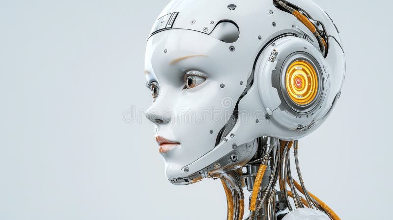 Futuristic Female Android Head Profile Ai Cyborg Technology Concept ...