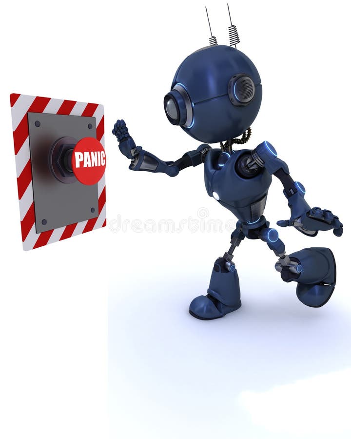 Robot pushing a button stock illustration. Illustration of button ...