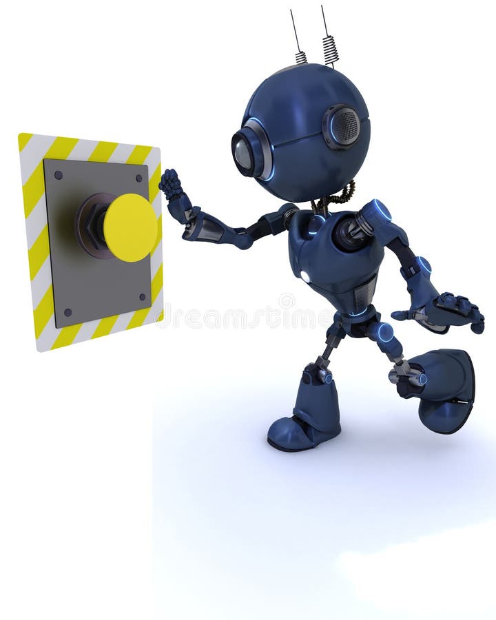 Robot pushing a button stock illustration. Illustration of button ...