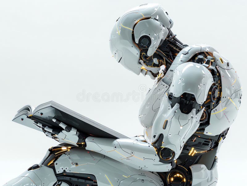 An Android Reading a Book, Lifelike Movements, Advanced Technology ...