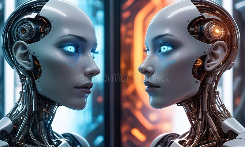 Android Reflections stock image. Image of lifelike, existential - 308729307