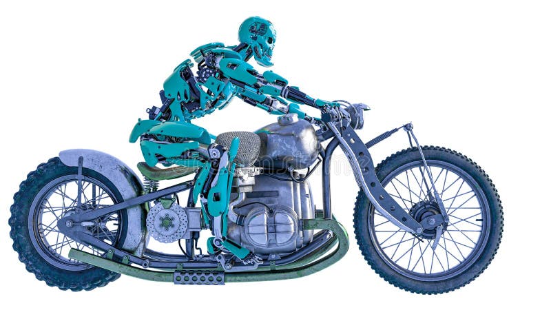 Android is Riding a Motorcycle Left Side View Stock Illustration ...