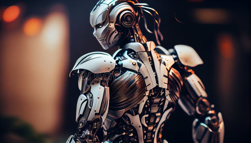 AI Generated Android Robot in Neon Light Stock Illustration ...